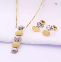 China Female Stainless Steel Jewelry Set High Drop Shaped Rhinestone Jewelry Necklace for sale