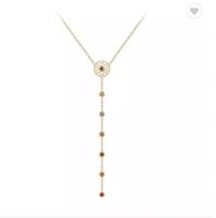 China 18k Stainless Steel Jewelry Set Hollow Color Crystal Pendant Necklace Bracelet Set for sale