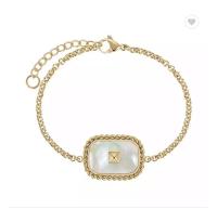 China Large Tag 15.7'' Stainless Steel Necklace And Bracelet Set White Fritillary Inlaid for sale