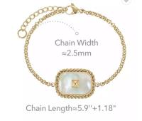 China Large Tag 15.7'' Stainless Steel Necklace And Bracelet Set White Fritillary Inlaid for sale