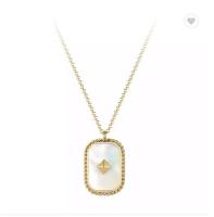 China Large Tag 15.7'' Stainless Steel Necklace And Bracelet Set White Fritillary Inlaid for sale