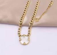China K Gold Stainless Steel Jewelry Set Lush Simple White Fritillary Inlaid Chain Bracelet for sale