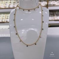 China Blue Devil's Eye Gold Bead Chain Necklace 18k Gold Plated Stainless Steel Jewelry for sale