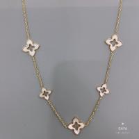 China white fritillary rhombus flower necklace 18k Gold Plated Stainless Steel Jewelry for sale