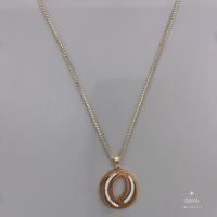 China 18k Gold Rhinestone Stainless Steel Jewelry Set Circle Overlap Necklace And Bangle Set for sale