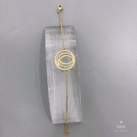 China 18k Gold Rhinestone Stainless Steel Jewelry Set Circle Overlap Necklace And Bangle Set for sale