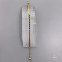 China Party Stainless Steel Gold Chain Necklace Blue Opals Snake Bone Chain Necklace for sale