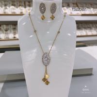 China CE 14k Gold Necklace And Earring Set SS Steel Four Leaf Clover Jewelry for sale