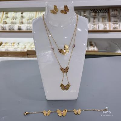 China Wedding 14k Gold Stainless Steel Necklace With Butterfly Pendant for sale