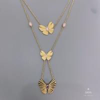 China Wedding 14k Gold Stainless Steel Necklace With Butterfly Pendant for sale