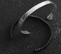 China Light Luxury Brand Classic Wide Couple Bracelet Stainless Steel Bangle Wrist Ring for sale