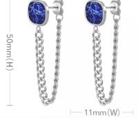 China 45cm Long Green Gem Pendant Earrings Studs 18K Gold Stainless Steel for sale