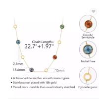 China Five Color Treasure Fold Wear Long Necklace 18K Gold Stainless Steel Necklace for sale