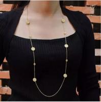 China Lush Court Style Gold Coin Fold Wear Necklace 18K Gold Stainless Steel Necklace for sale
