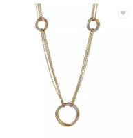 China Light Style Circle Pendant Long Necklace 18K Gold Stainless Steel Necklace for sale