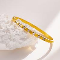 China 14K Gold Plated Cubic Zirconia Bangle Classic Tennis Bracelet Gold Bracelets For Women for sale