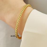 China Party Gold Bead Bracelet 14K Gold Plated Bead Ball Bracelet Stretchable Fashion for sale