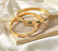 China 18 K Love Friendship Bracelet Bangle Gold With Cubic Zirconia Stones Hinged Gift for sale