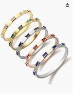 China 18 K Love Friendship Bracelet Bangle Gold With Cubic Zirconia Stones Hinged Gift for sale