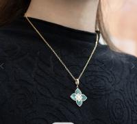 China MINTER 3 Pcs Lucky Four-Leaf Clover Jewelry Shine Diamond Gold-Plated  Necklace Earrings Bracelet for sale