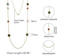 China Multicolor Resin Beaded Chain Long Scatter Necklace Red Blue Green Orange for sale