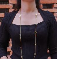 China Multicolor Resin Beaded Chain Long Scatter Necklace Red Blue Green Orange for sale