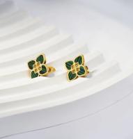 China CZ Stone Shamrock Earring Four Leaf Clover Green St.Patrick'S Day Earrings For Women Irish Jewelry for sale