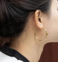 China Oem Gold Hoop Earrings For Women Girls Gold Plated Knot Statement Lightweight Thick Trendy Small Open for sale