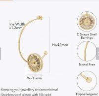 China Love Heart Abalone Shell Dangle For Women Hoop Earrings Germanium Energy Stainless Steel for sale
