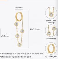 China Chain Earrings Set for Women Stainless Steel Ear Pins  Dangle Earrings Butterfly Ball Bar CZ for sale