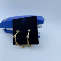 China Polished Gold Finish Stainless Steel Earring with CZ Stone and Gold for sale