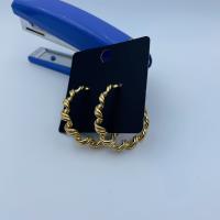 China Polished Gold Finish Stainless Steel Earring with CZ Stone and Gold for sale