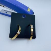 China Polished Gold Finish Stainless Steel Earring with CZ Stone and Gold for sale
