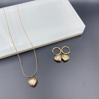 China Gold Color Stainless Steel  Earring ,Necklace , Bracelet Sets with shell For Lady ,heart designs for sale