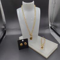 China Newest Gold Color Stainless Steel  Earring ,Necklace , Bracelet Sets With Stone For Lady for sale