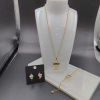 China Newest Gold Color Stainless Steel  Earring ,Necklace , Bracelet Sets With Stone For Lady for sale