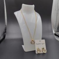 China Newest Gold Color Stainless Steel  Earring ,Necklace , Bracelet Sets With Stone For Lady for sale