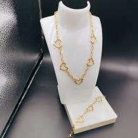 China Trendy High Polish Newest Gold Color Stainless Steel  Earring ,Necklace , Bracelet Sets For Lady for sale