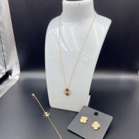 China New Arrival Trendy High Polish Newest Gold Color Stainless Steel  Earring ,Necklace , Bracelet Sets With Zirco  For Lady for sale
