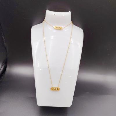 China New Arrival Trendy High Polish Newest Gold Color Stainless Steel  Earring ,Necklace , Bracelet Sets  For Lady for sale