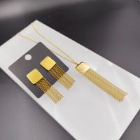 China New Arrival Trendy Pearl Double Lines  Newest Gold Color Stainless Steel  Earring ,Necklace , Bracelet Sets  For Lady for sale