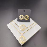 China New Arrival Trendy Lines  Newest Gold Color Stainless Steel  Earring ,Necklace , Bracelet Sets  For Lady for sale