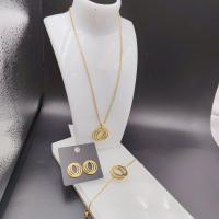 China New Arrival Trendy Lines  Newest Gold Color Stainless Steel  Earring ,Necklace , Bracelet Sets  For Lady for sale
