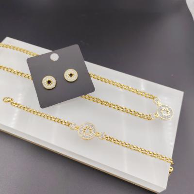China New Arrival Trendy Lines  Newest Gold Color Stainless Steel  Earring ,Necklace , Bracelet Sets  For Lady for sale