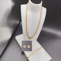 China New Arrival Trendy Lines  Newest Gold Color Stainless Steel  Earring ,Necklace , Bracelet Sets  For Lady for sale