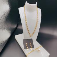 China New Arrival Trendy Lines  Newest Gold Color Stainless Steel  Earring ,Necklace , Bracelet Sets  For Lady for sale