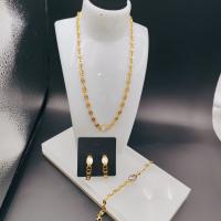 China New Arrival Trendy Lines  Newest Gold Color Stainless Steel  Earring ,Necklace , Bracelet Sets  For Lady for sale