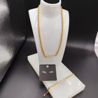 China New Arrival Trendy Lines  Newest Gold Color Stainless Steel  Earring ,Necklace , Bracelet Sets  For Lady for sale