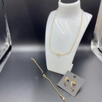 China High Polish Newest Gold Color Stainless Steel  Earring ,Necklace , Bracelet Sets For Lady for sale