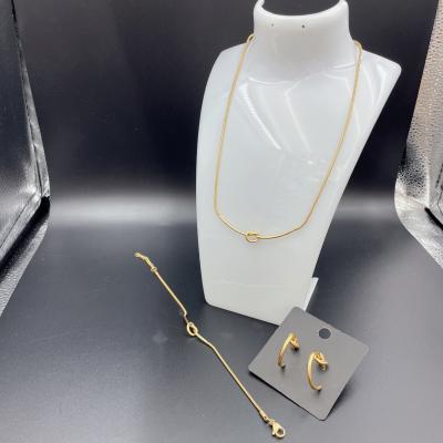 China High Polish Newest Gold Color Stainless Steel  Earring ,Necklace , Bracelet Sets For Lady for sale